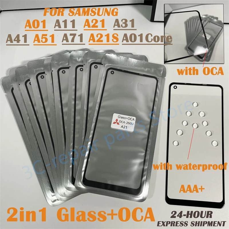 1pcs GLASS+OCA LCD Front Outer Lens For Samsung Galaxy A01 A11 A21 A31 A41 A51 A71 A01CORE A21S ...