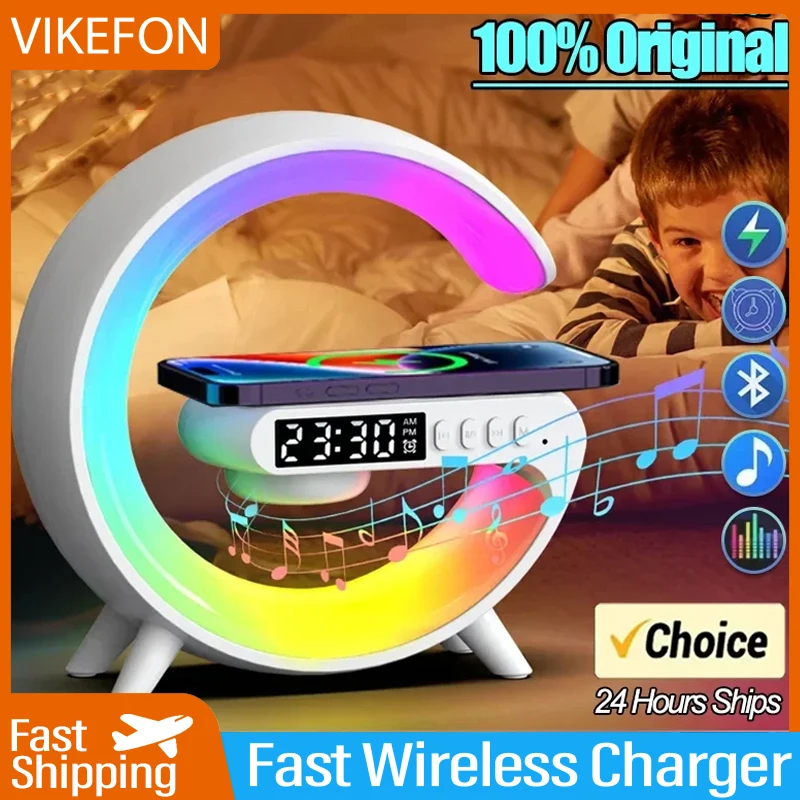 VIKEFON-RGB-Night-Light-Lamp-Multifunction-Alarm-Clock-TF-Blueotooth ...
