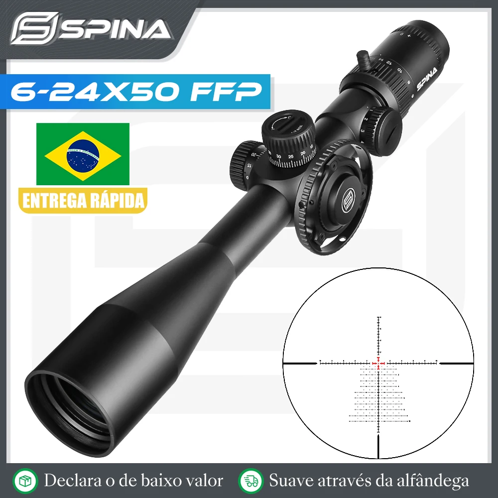 SPINA Optics 6-24x50 FFP Red/Green Illuminated Riflescope 1/8 MOA Min ...