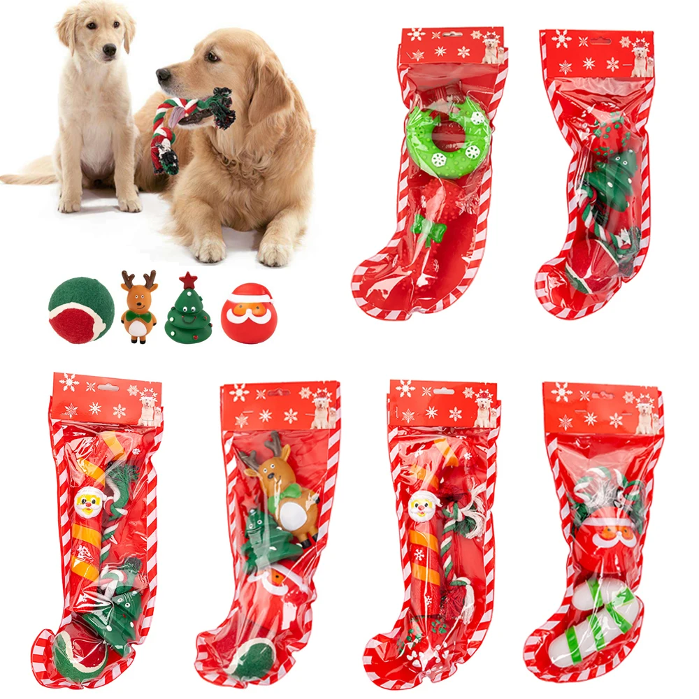 Christmas-Pet-Dog-Toys-Set-Funny-Latex-Dog-Chew-Toy-Squeaky-Interactive ...