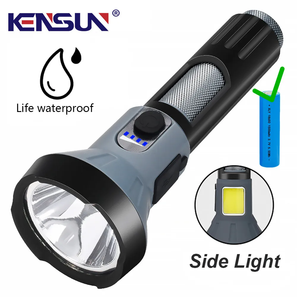 Portable-COB-LED-Flashlight-4-Modes-Hard-Light-Power-Bank-Waterproof ...