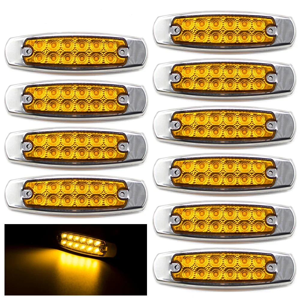 10pcs-12V-24V-12-LED-Car-Trucks-LED-Side-Marker-Warning-Lights-Chrome ...