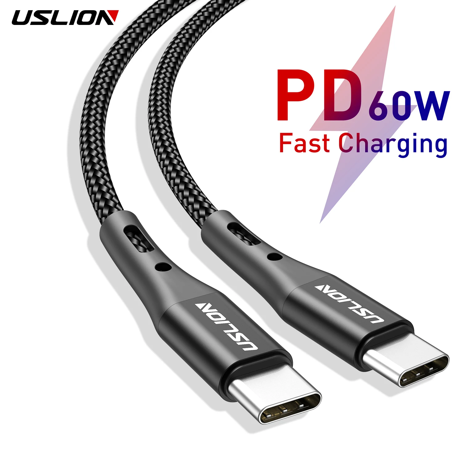 USLION 60W USB C to Type C Cable Fast Charging Cable QC 3.0 Quick ...