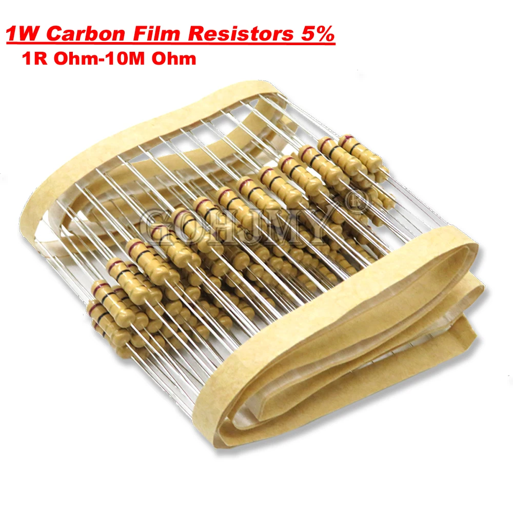 20PCS-1W-Carbon-Film-Resistors-5-1R-10M-1K-10K-4K7-20K-100K-200K-560K ...