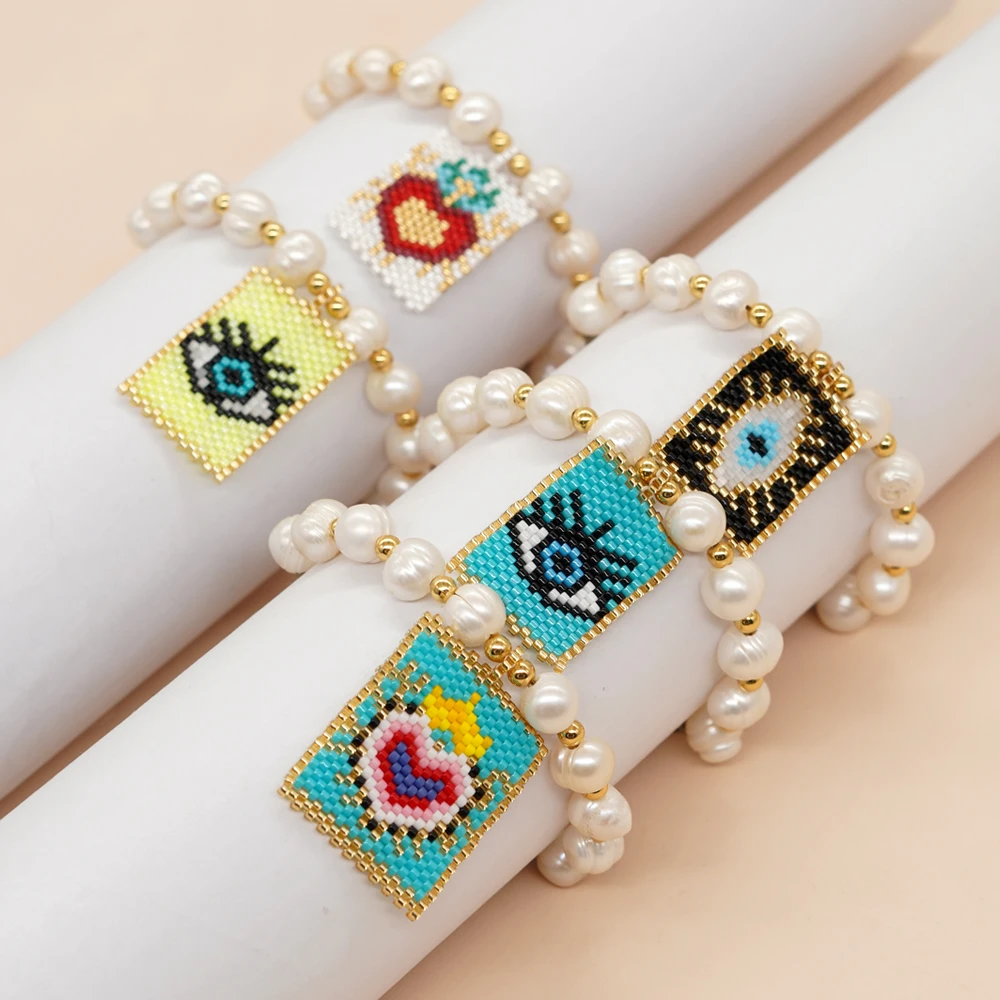 Miyuki-pulsera-con-cuentas-chapadas-en-oro-de-18K-brazalete-con-perlas ...