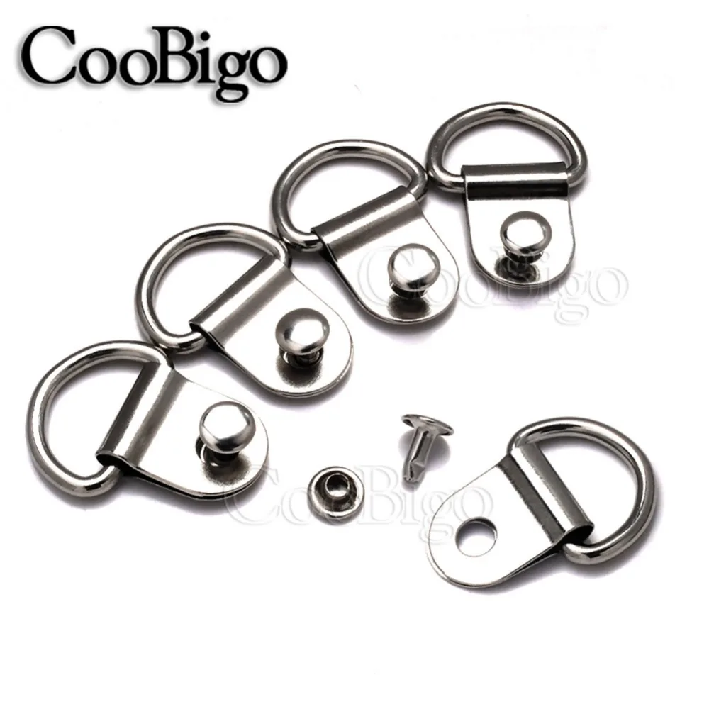 5Sets Metal D-Rings Shoes Strap Buckle Rivet Nail Boot Leather Repair ...