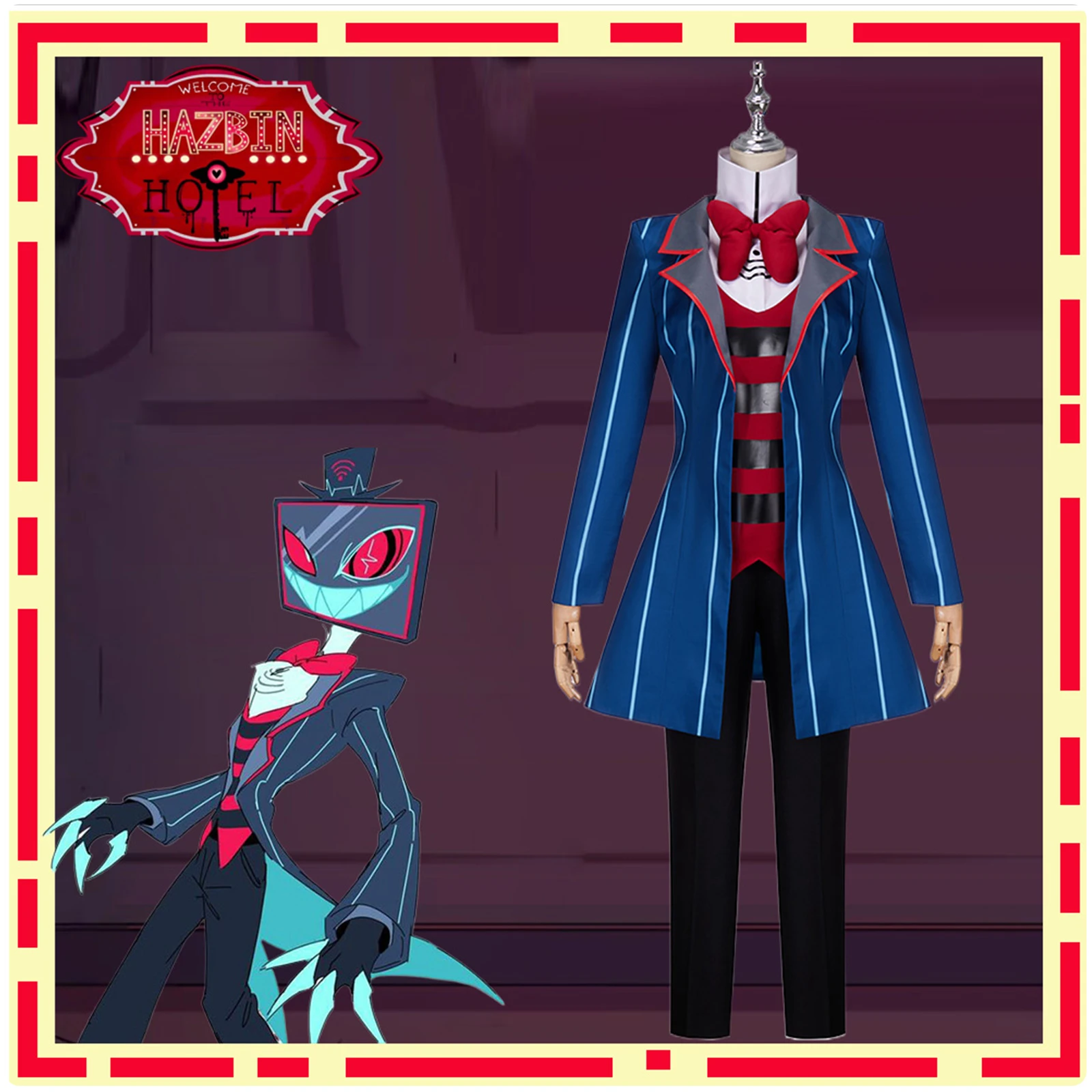 Hazbin Cosplay Hotel Vox Costume Uniform Suit Outfit Halloween Carnival ...