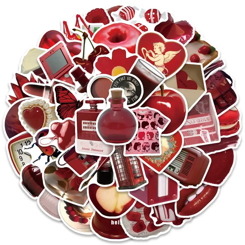 50pcs-Waterproof-Graffiti-Retro-Red-Aesthetic-Stickers-For-Luggage ...