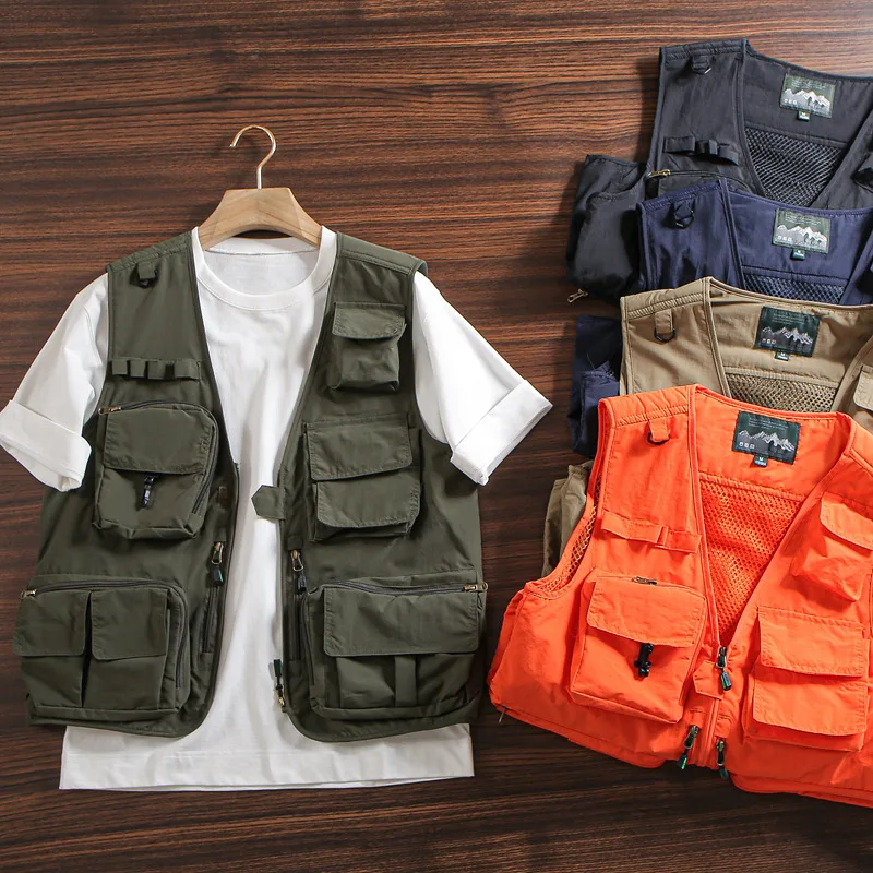 Casual-vest-men-s-loose-oversized-spring-and-autumn-multi-pocket-three ...