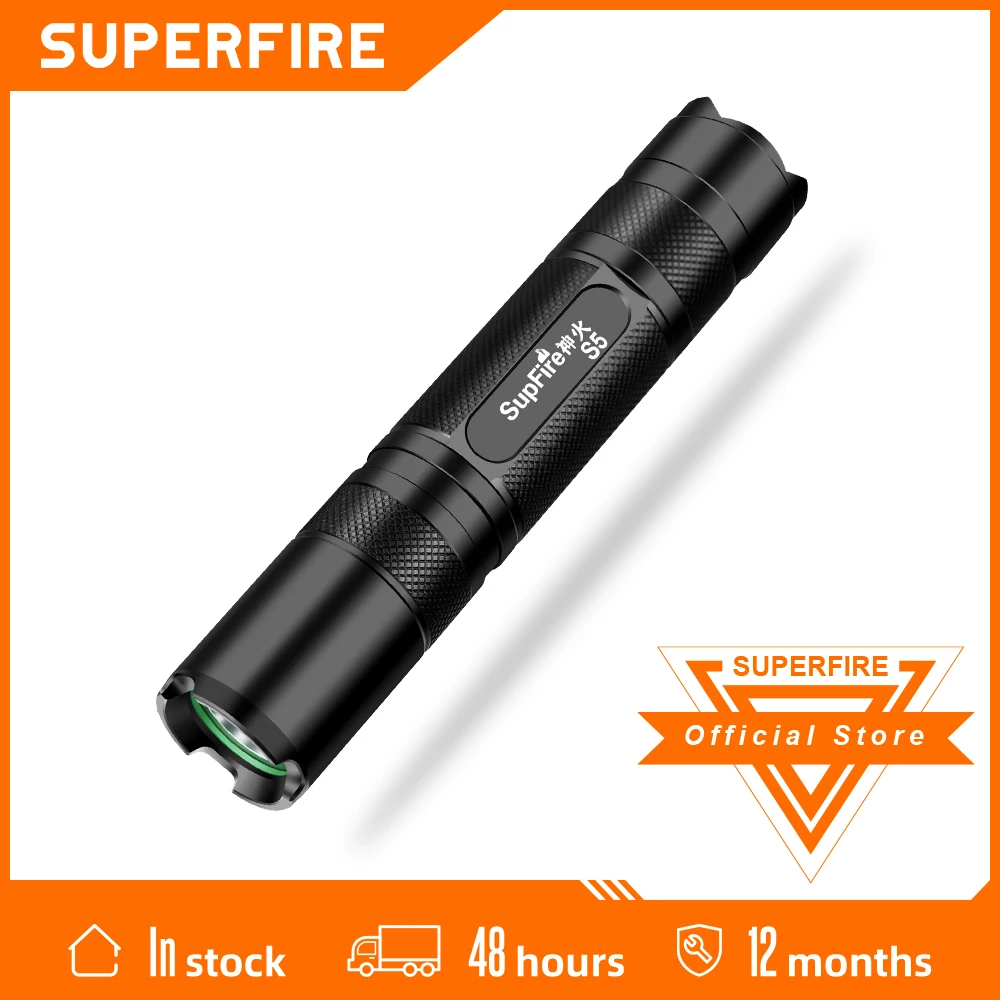 Supfire linterna LED potente S5/S5 R5 EDC para exteriores, lámpara ...