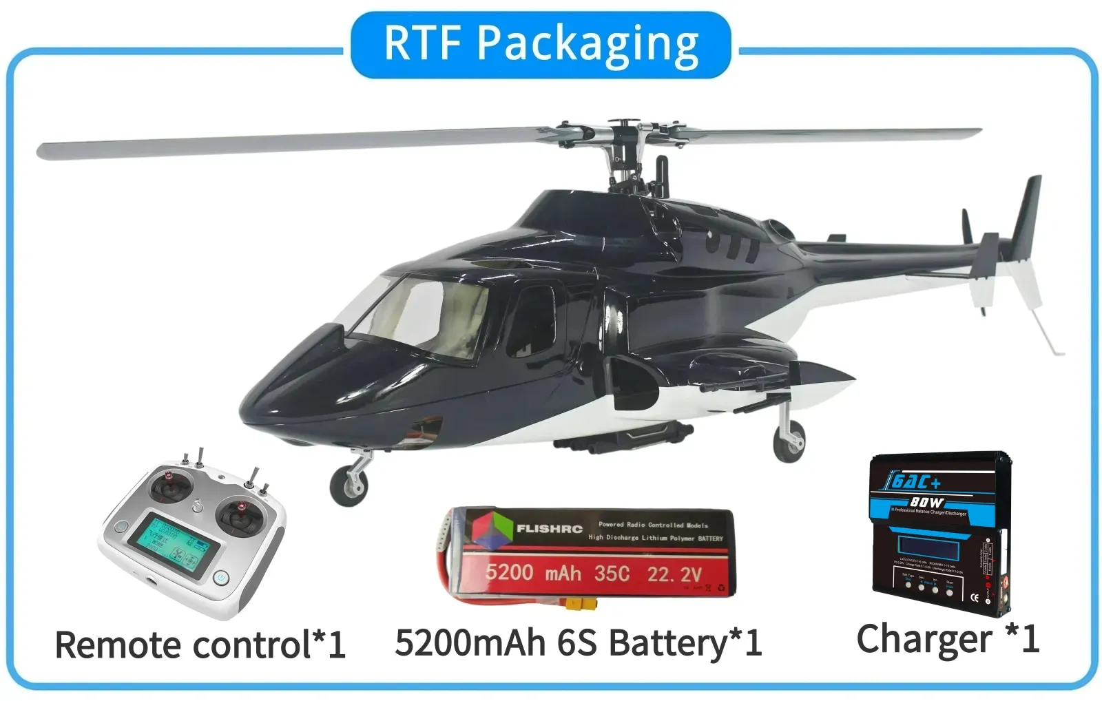 FL500 V2 FLISHRC Roban Airwolf 500 Size Helicopter Scale 6CH RC Helicopter GPS with H1 Flight ...