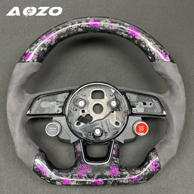 Customized LED Purple Forged Carbon Fiber steering wheel for Audi B9 A3 ...