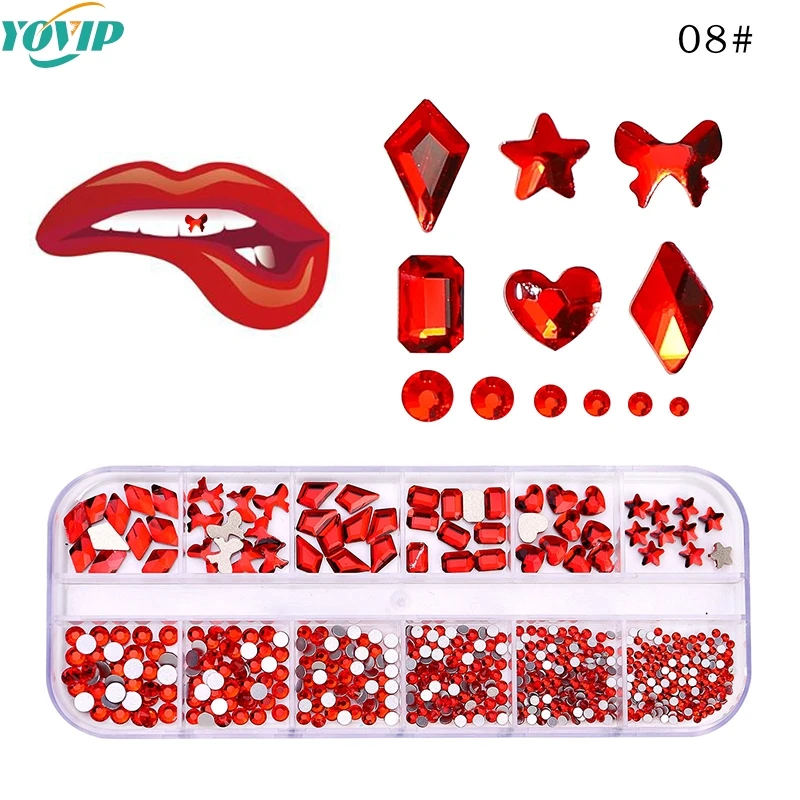 12-Grid-Dental-Tooth-Gems-Crystal-Diamond-Ornament-Diy-Tools-Various ...