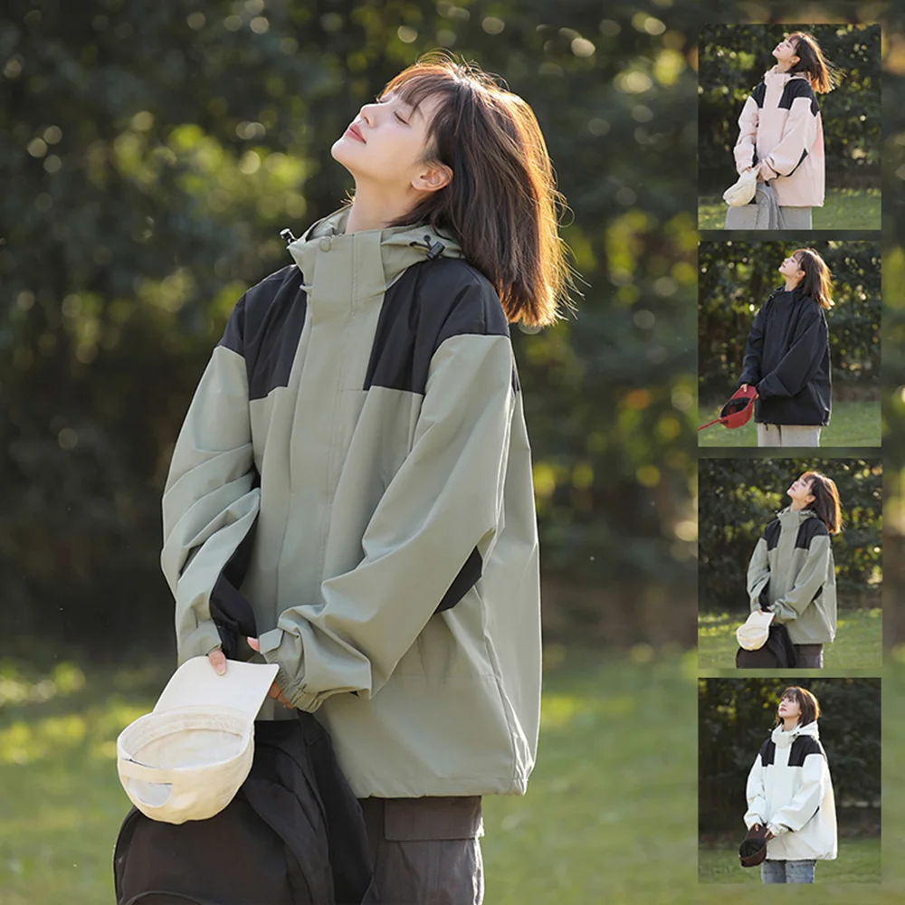 Women Autumn Loose Waterproof Jacket Casual Fishing Climbing Hiking ...