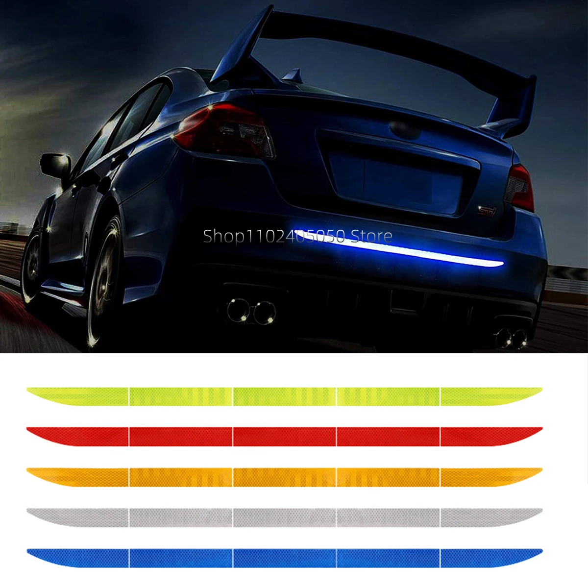 5Pcs Car Rear Bumper Reflective Decal Stickers Stripe Universal Auto ...