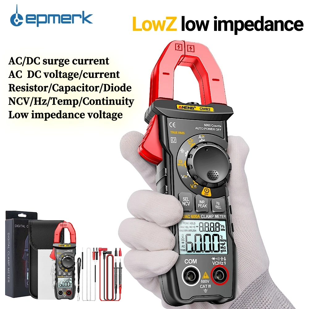 Neng Cm82 Digital Clamp Meter 6000 Counts True Rms Ncv Universal Meter ...