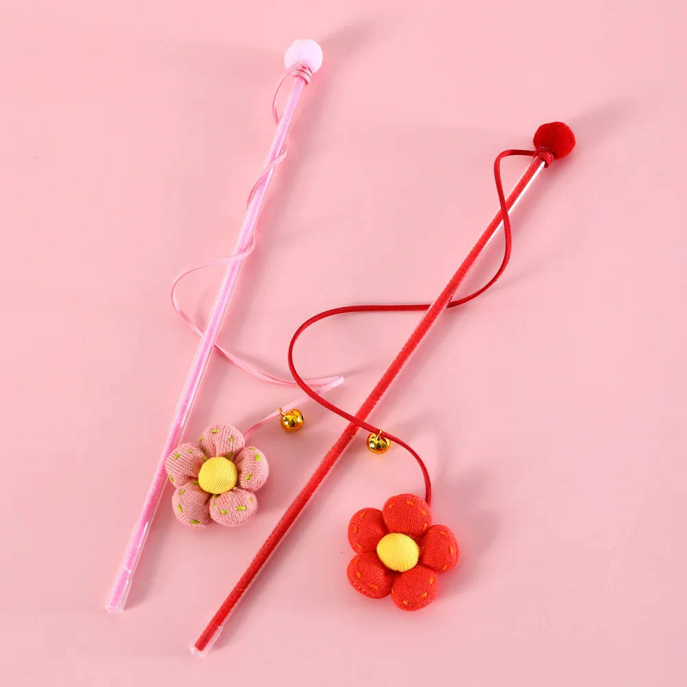 GRELOT CLOCHE,red--Bâton de chat en tissu, dessin animé, boule de ...