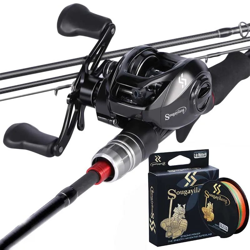Sougayilang Casting Fishing Rod Full Kit Portable Lightweight Carbon ...