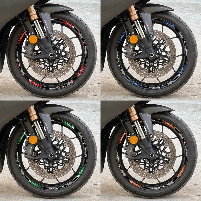 Reflective Motorcycle Wheel Sticker Rim Hub Tape Decals 10"12"13"14 ...