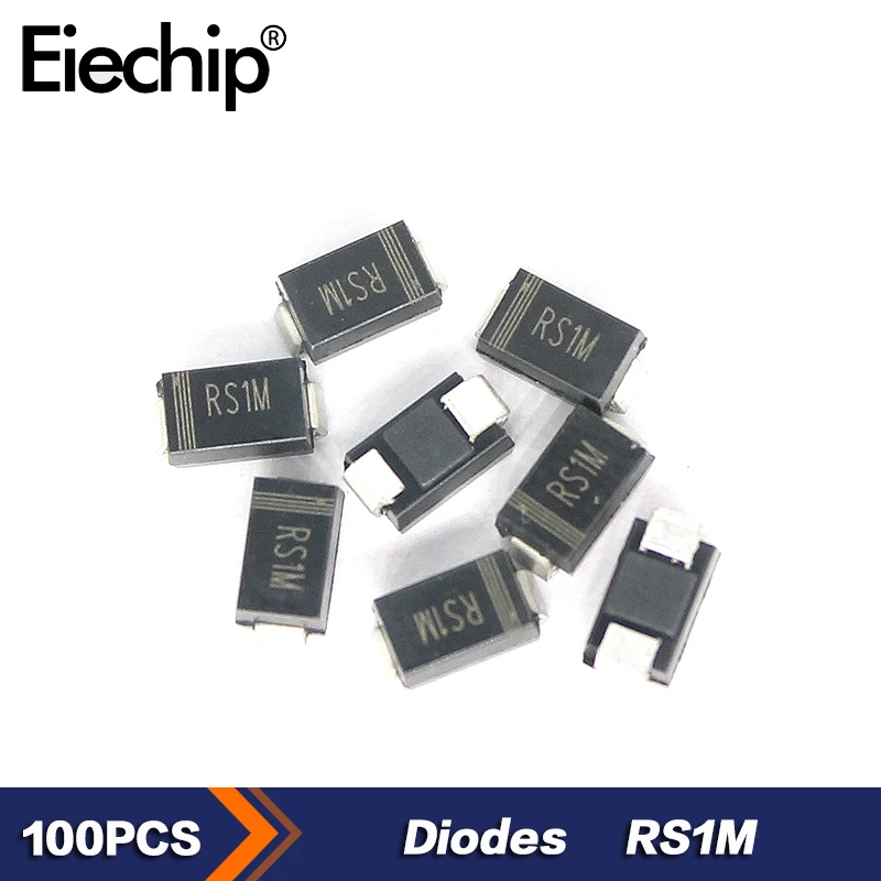 100pcs/lot RS1M Rectifier Diode 1A 1000V Ultra-Fast Recovery SMD Diodes ...