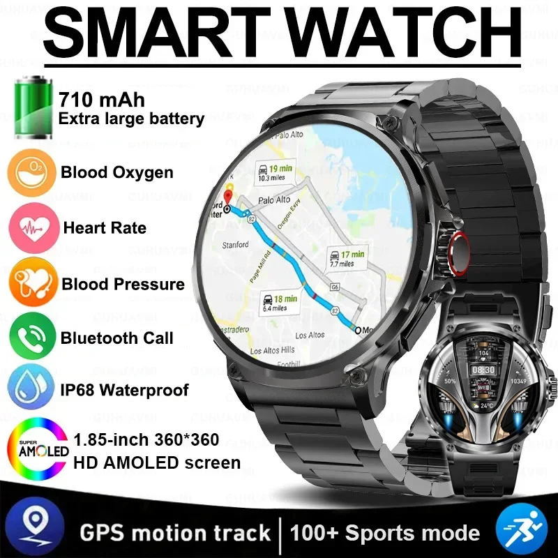 Rel-gio-inteligente-de-GPS-Track-masculino-1-85-Ultra-HD-AMOLED-bateria ...