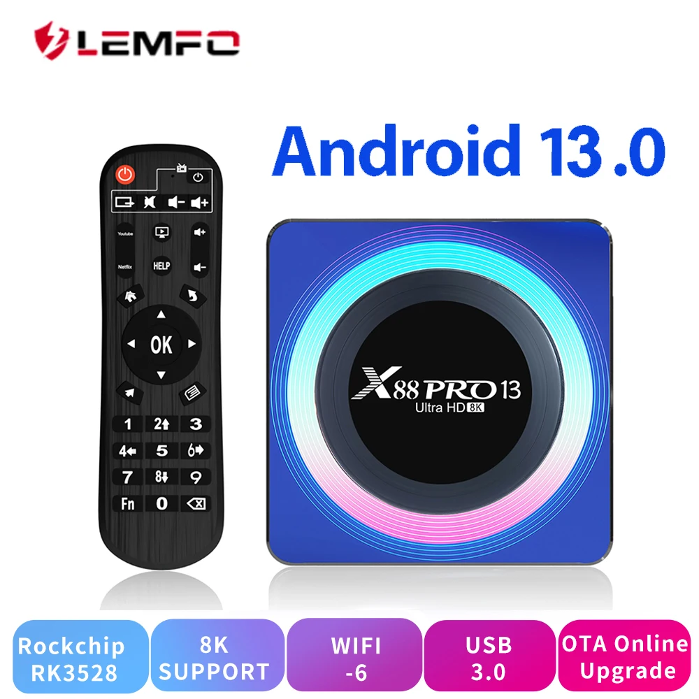 Lemfo X88pro 13 Smart Tv Box Android 13 Rk3528 Wifi 6 Support 8k ...