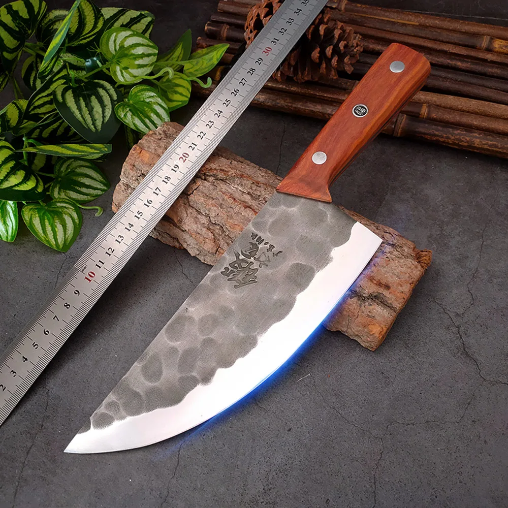 8-inch-Cleaver-Knife-Hand-Forged-Wood-Handle-Kitchen-Knives-Chicken ...