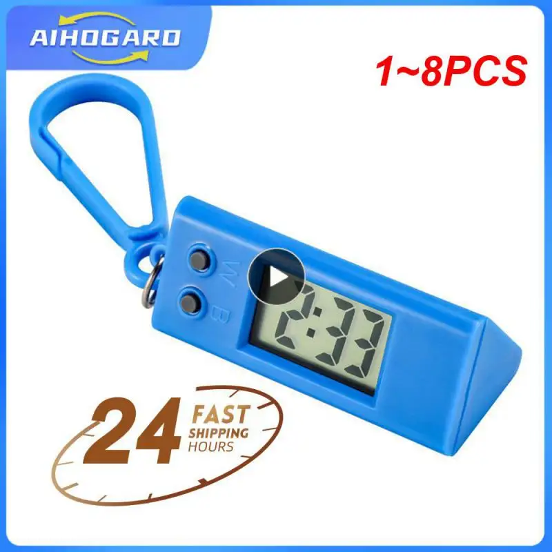 1-8PCS-Styles-7Colors-Student-Mini-Electronic-Clock-Keychain-Electronic ...