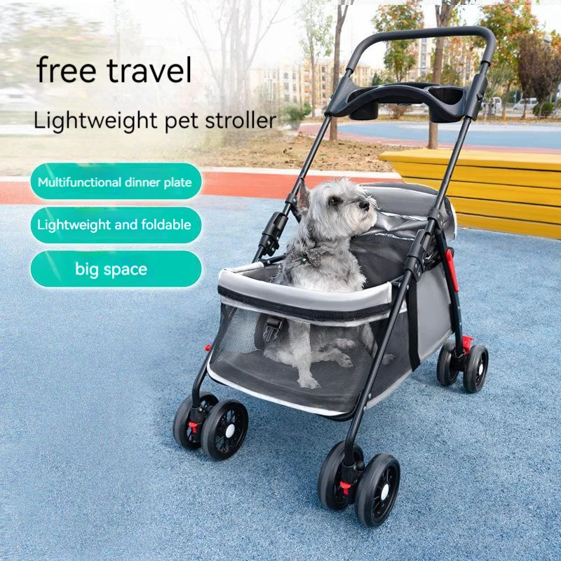Dog Stroller Lightweight Foldable Outdoor Pet Transporter Walking ...