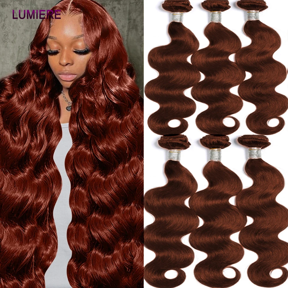 33-castanho-ruivo-onda-do-corpo-tecer-cabelo-humano-3-4-pacotes-neg-cio ...