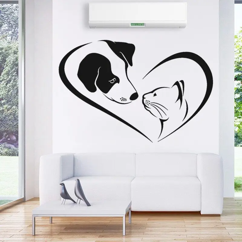 Dog-Cat-Wall-Stickers-Love-Heart-Friend-Animal-Pets-Shop-Veterinary ...