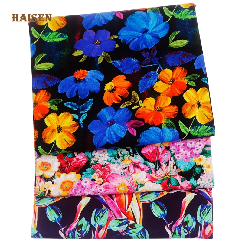 New-Gorgeous-Floral-Print-Cotton-Fabric-Plain-Cloth-For-Handmade-DIY ...