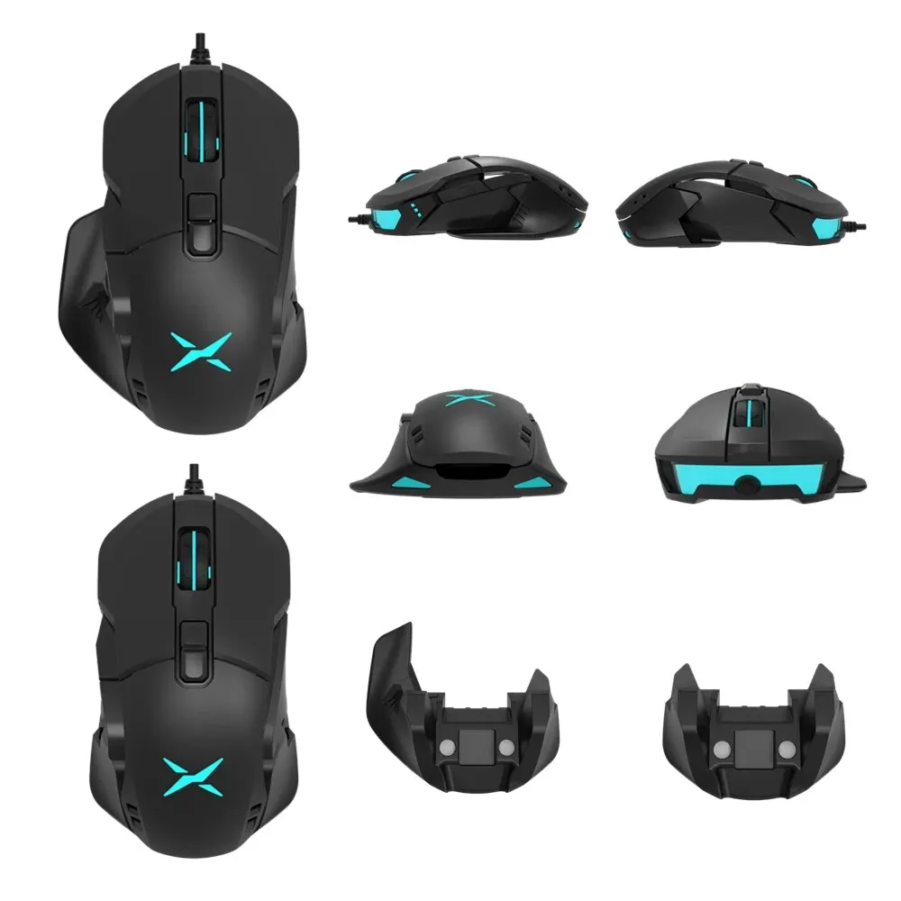 Delux-M629-RGB-Wired-Optical-Gaming-Mouse-12400-16000-DPI-DIY-Side ...