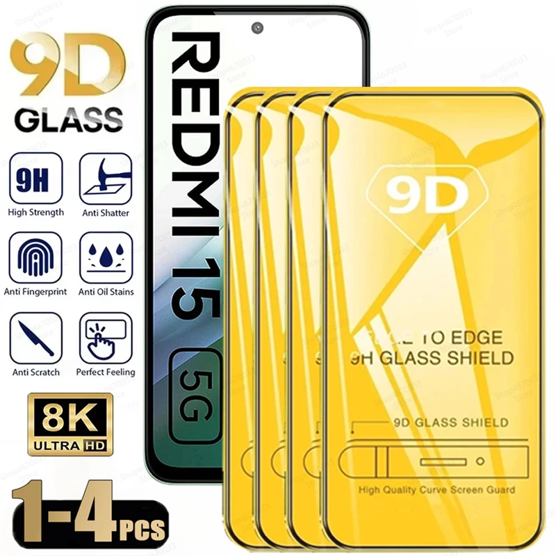 1-4PCS 9D Screen Protector For Xiaomi Redmi 15 15C 14C 13 13C 12C 12 ...