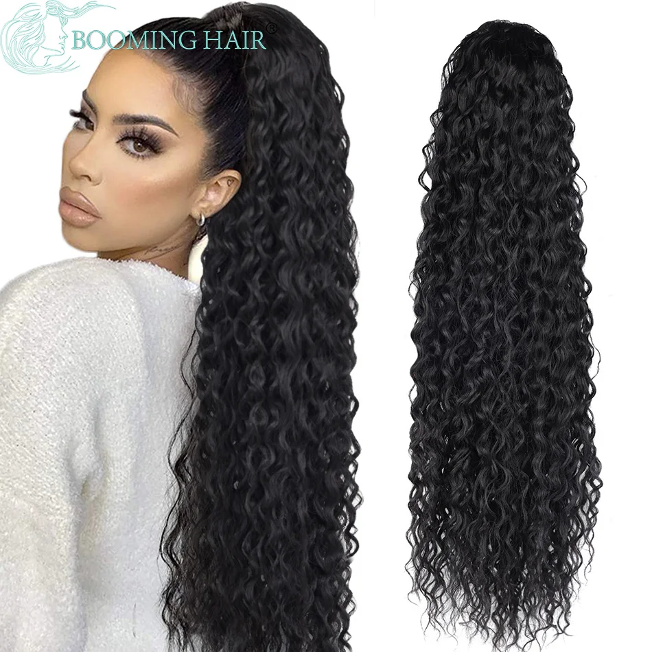Extensiones de cola de caballo rizadas con Clip, Peluca de cola de ...