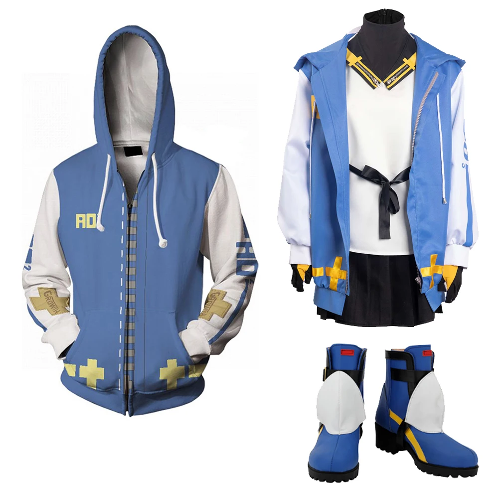 GUILTY-GEAR-STRIVE-Bridget-Cosplay-Leather-Shoes-Boots-Printed-Sweater ...