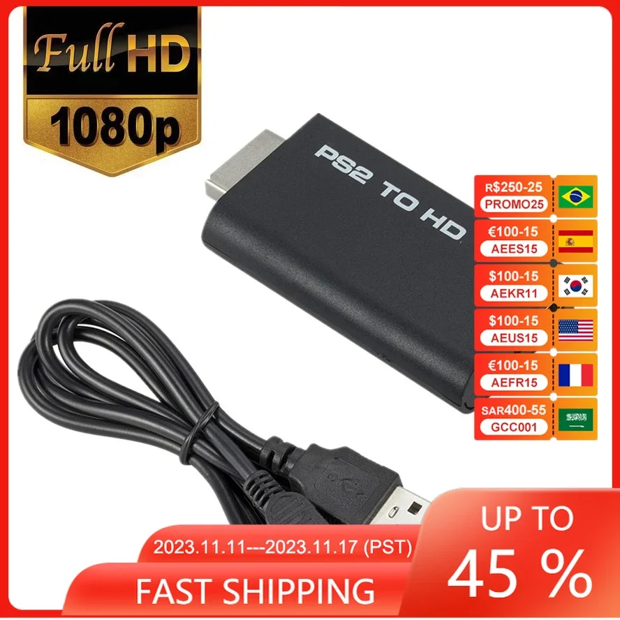 PS2-to-HDMI-compatible-Adapter-Converter-1080P-Full-HD-Video-Conversion ...