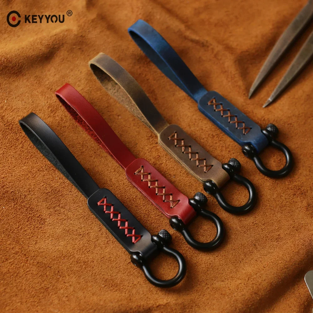 KEYYOU-Car-Key-Rings-Key-Holder-Genuine-Leather-Keyring-Gift-Keychain ...