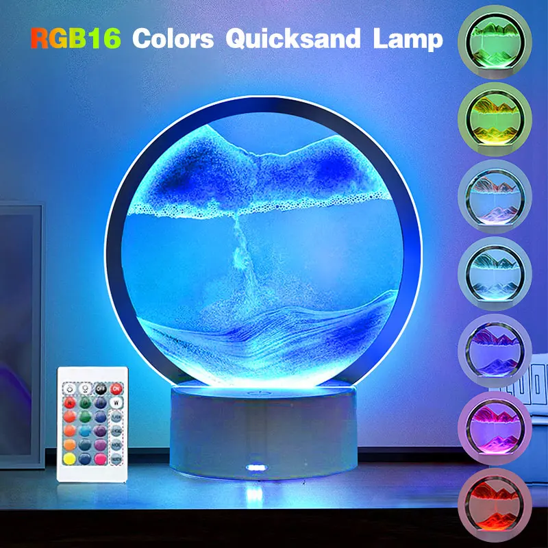 YR-16-Colors-3D-Moving-Sand-Art-Frame-LED-Sandscape-Lamp-Hourglass ...