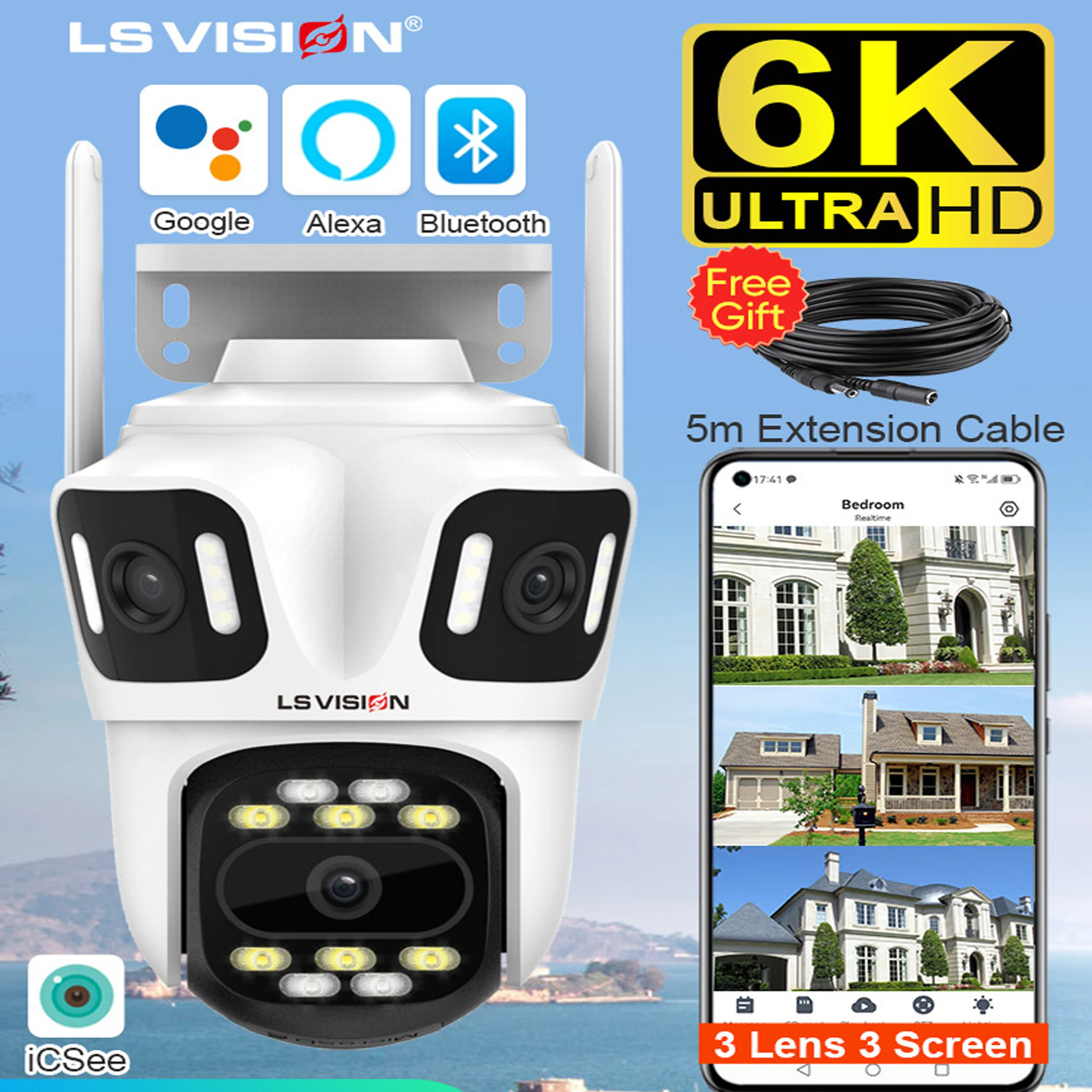 LS-VISION-6k-HD-Wifi-PTZ-Camera-Outdoor-12MP-3-Screen-AI-Auto-Tracking ...