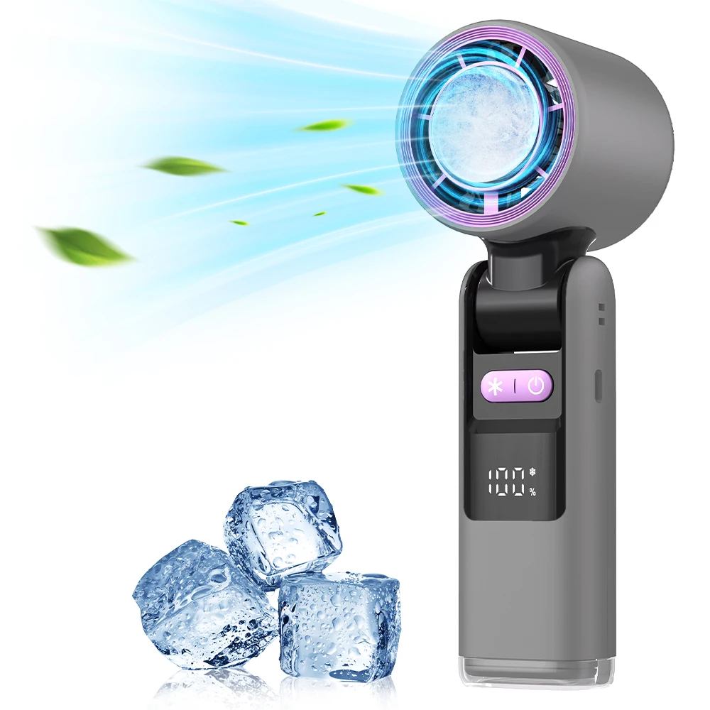 Small Pocket Fans Portable Fan Digital Display Ice Cooling Handheld Fan ...