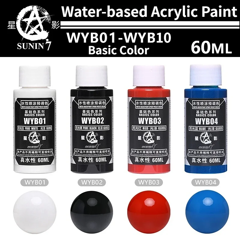 SUNIN-7-WYB01-WYB10-60ml-Water-based-Acrylic-Paint-Basic-Color-Plastic ...