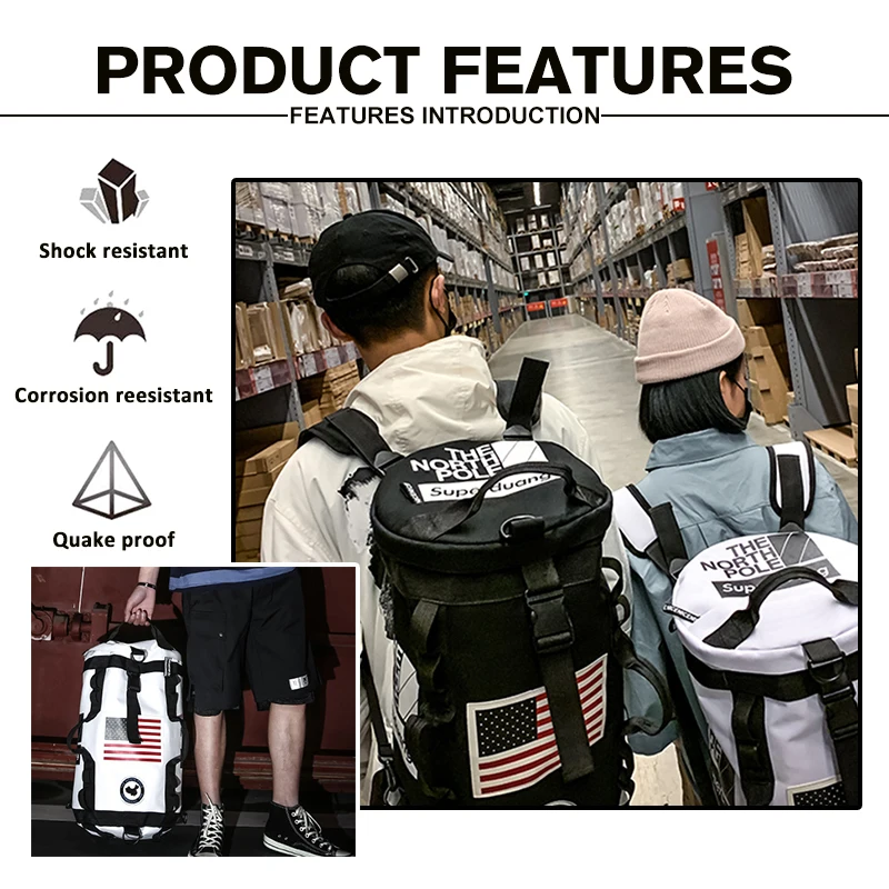 Moto Large Capacity Men Travel Backpack Trend Hip Hop Men's Sports Gym ...