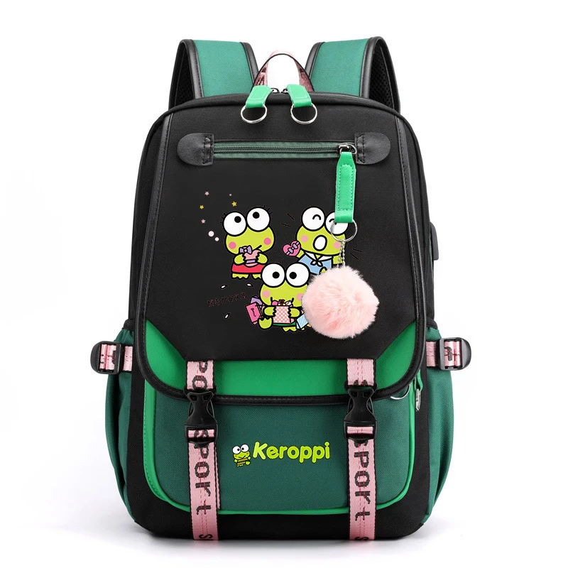 Sanrio-Kerokero-Keroppi-Girls-Boys-School-Backpack-Teenager-USB ...