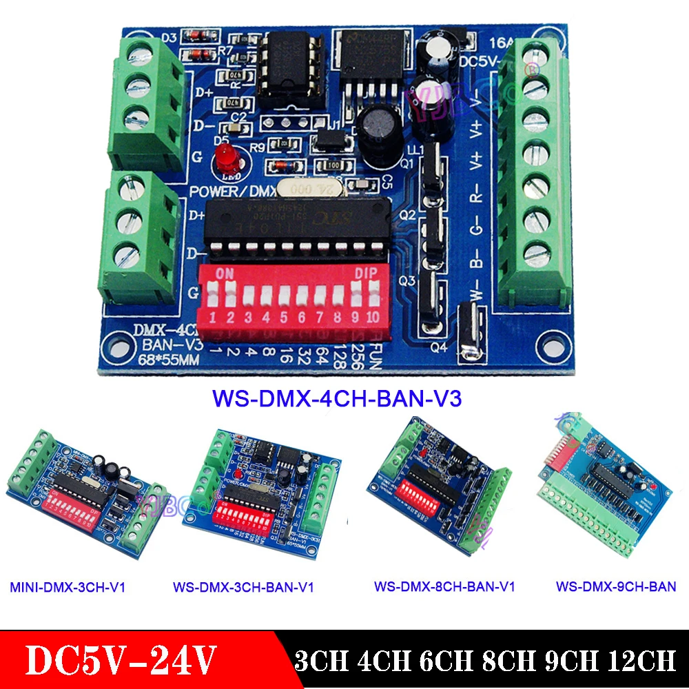 3CH-4CH-6CH-8CH-9CH-12CH-Channel-DMX512-Controller-DC5V-24V-RGB-RGBW ...
