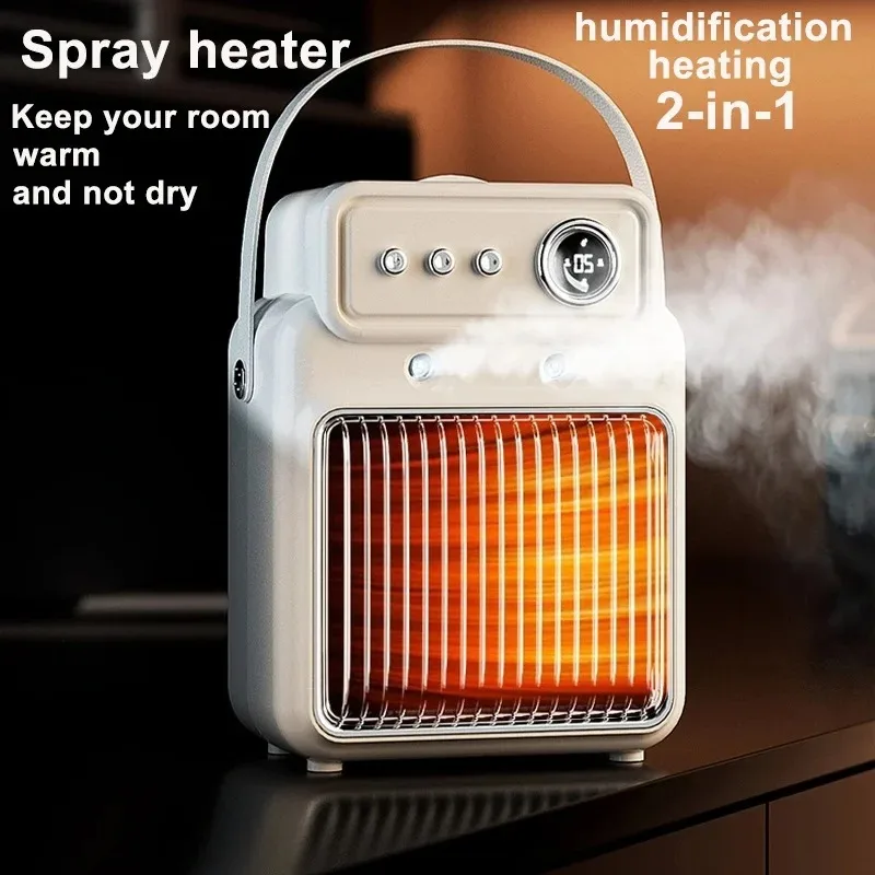 Electric-Heater-Humidifier-Spray-heating-2-in-1-Desktop-Fan-Heater-Air ...
