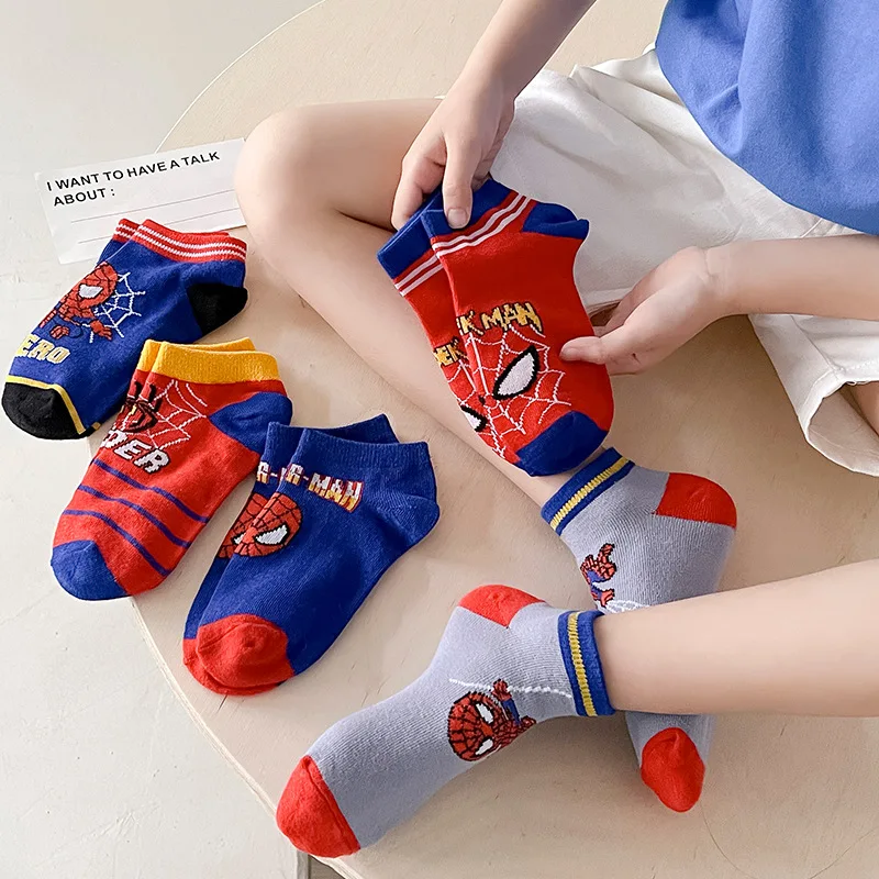 5-Pairs-Spiderman-Children-Socks-Anime-Kids-Boys-Short-Sock-Kawaii ...