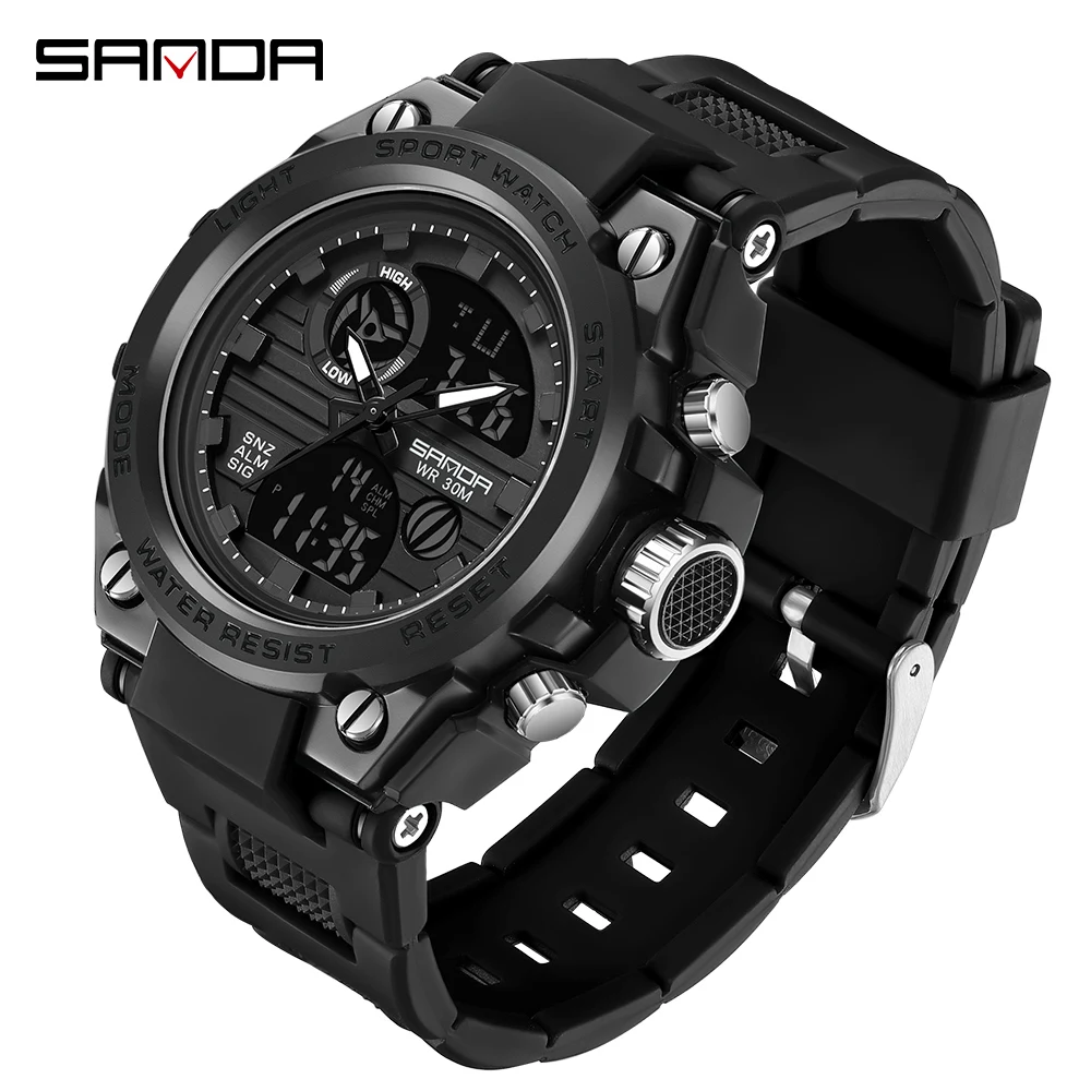 SANDA 739 Mens Military Watch Chronograph Sports Watches Male ...