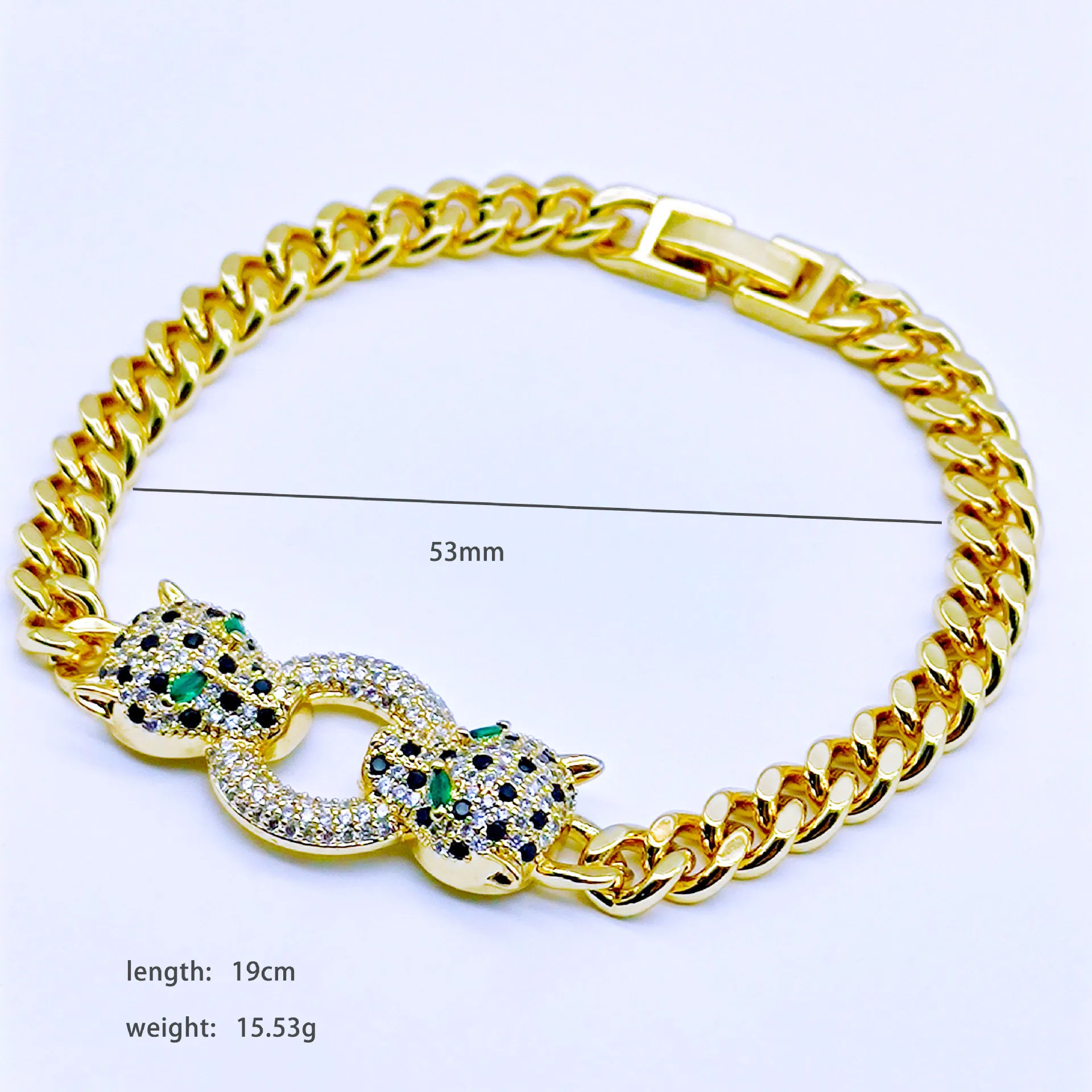 18k-Gold-Color-Micro-Inlaid-Zircon-Double-Headed-Leopard-Bracelets-for ...