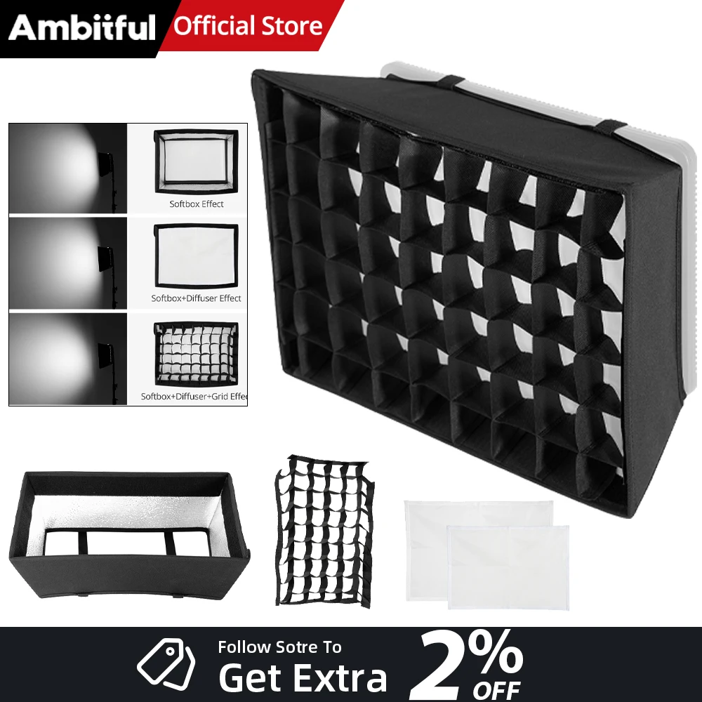 AMBITFUL LED Video Soft Light Diffuser Honeycomb Grid Softbox for Godox ...